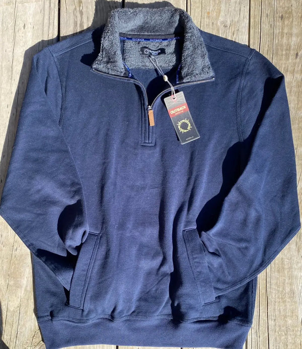 Navy Half Zip Fleece Lined Jumper - Outback Supply Co